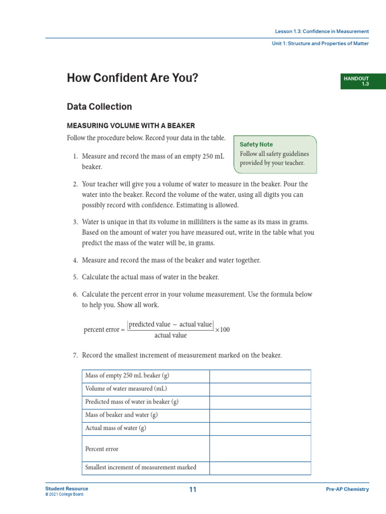 Confidence in Volume Measurement Lab | PDF | Volume