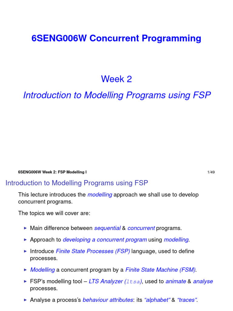 FSP Modelling for Concurrent Programming | PDF | Computing
