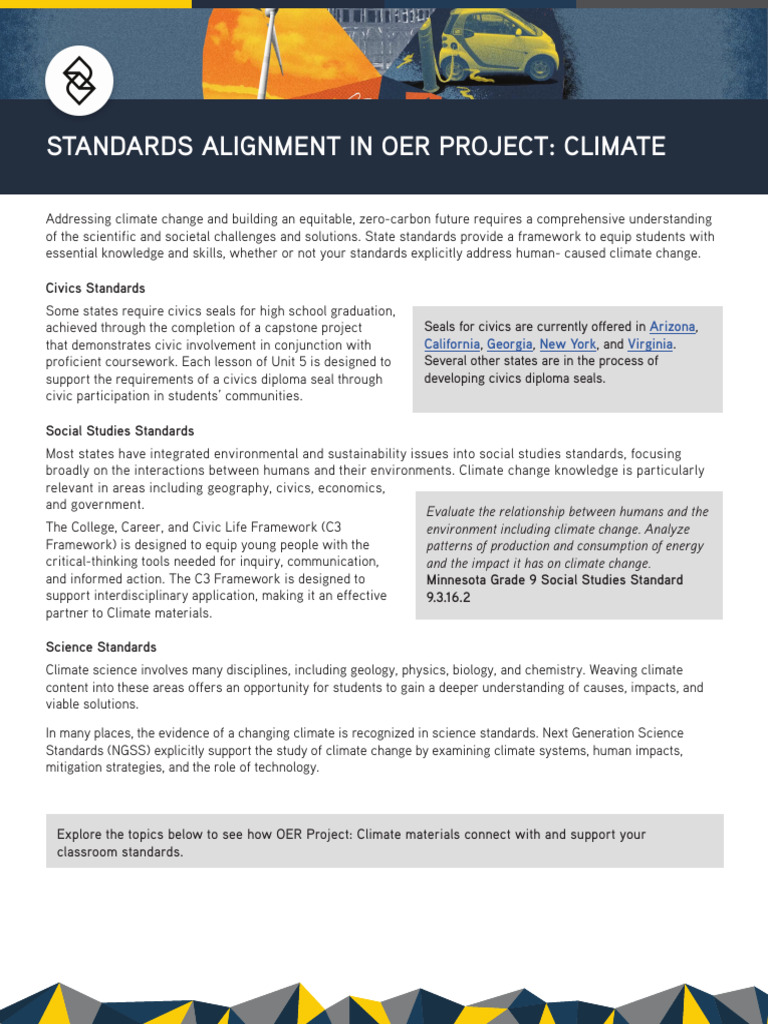 Standards Alignment for Climate Education | PDF | Climate Change ...