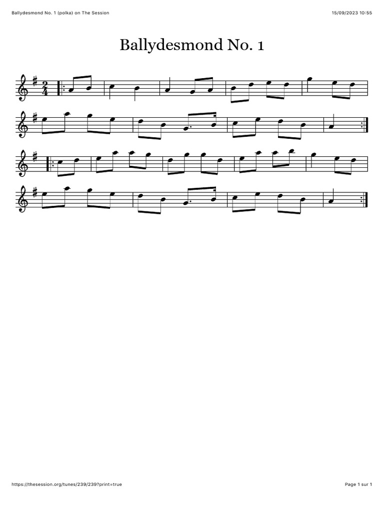 Ballydesmond No. 1 (Polka) On The Session | PDF