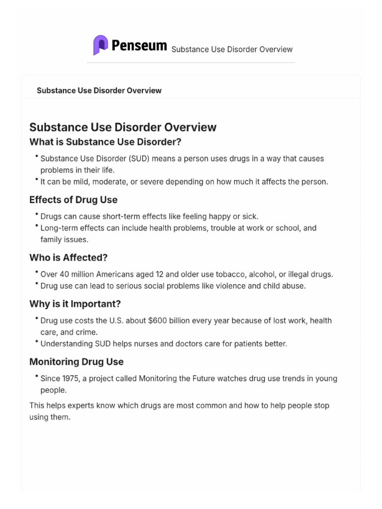 Substance Use Disorder Overview | PDF