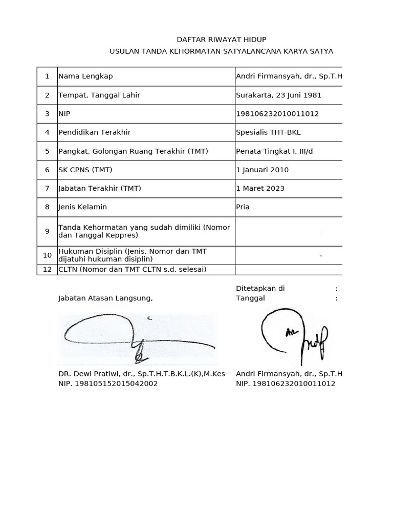 5.format DRH Satyalancana Karya Satya | PDF