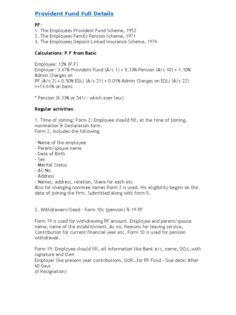 Provident Fund Full Details | PDF | Pension | Employment