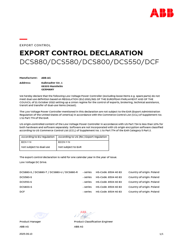 DCS580 Export Control Declaration | PDF | Exports | Imports