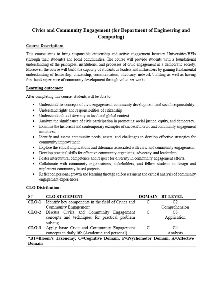 Civics and Community Engagement Course | PDF | Community | Civic Engagement