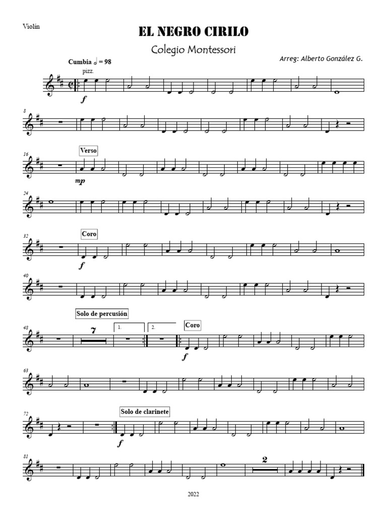 El Negro Cirilo - Violín | PDF
