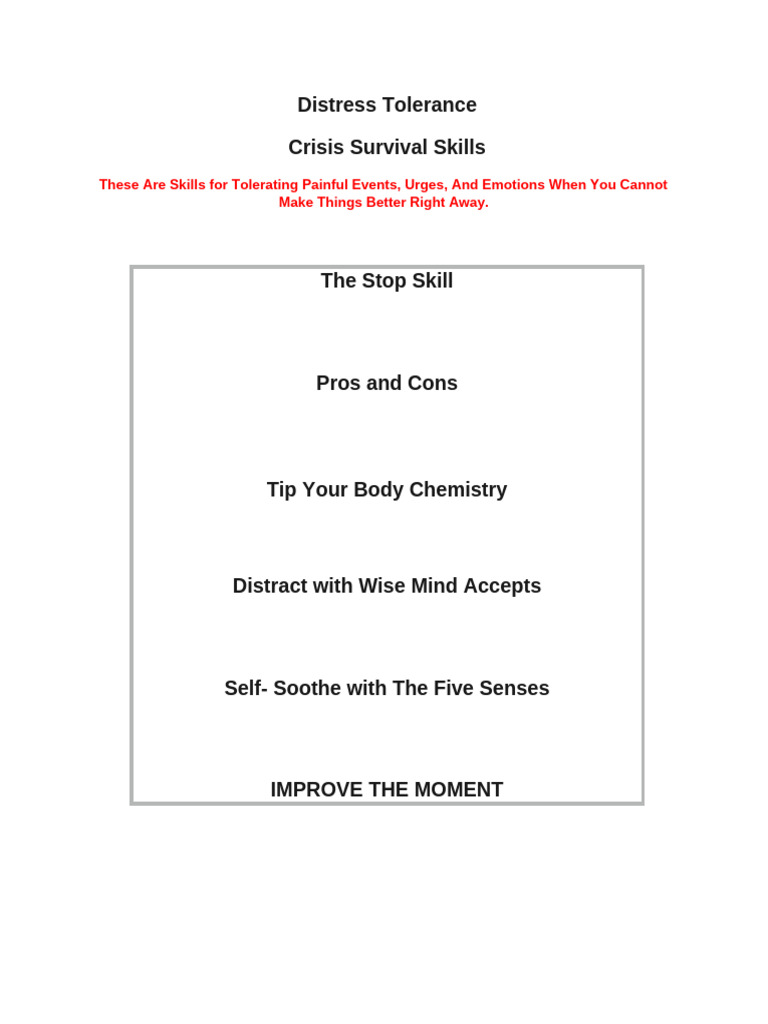 Distress Tolerance Skills 2 | PDF