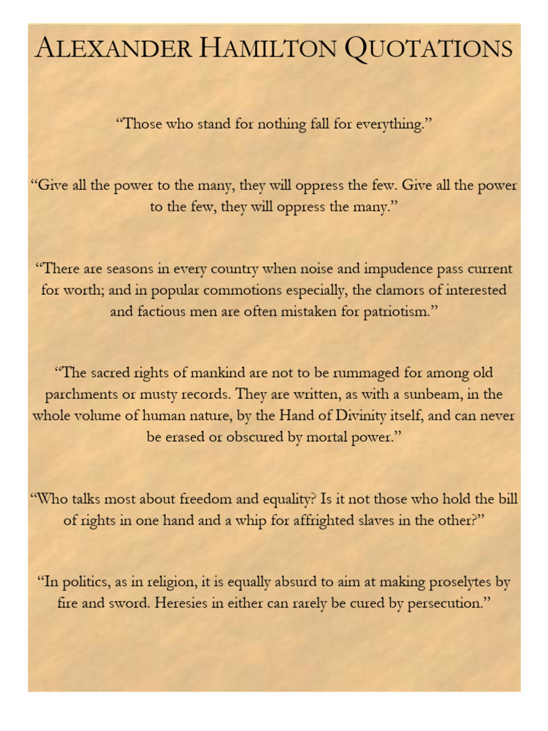 Alexander Hamilton Quotations | PDF