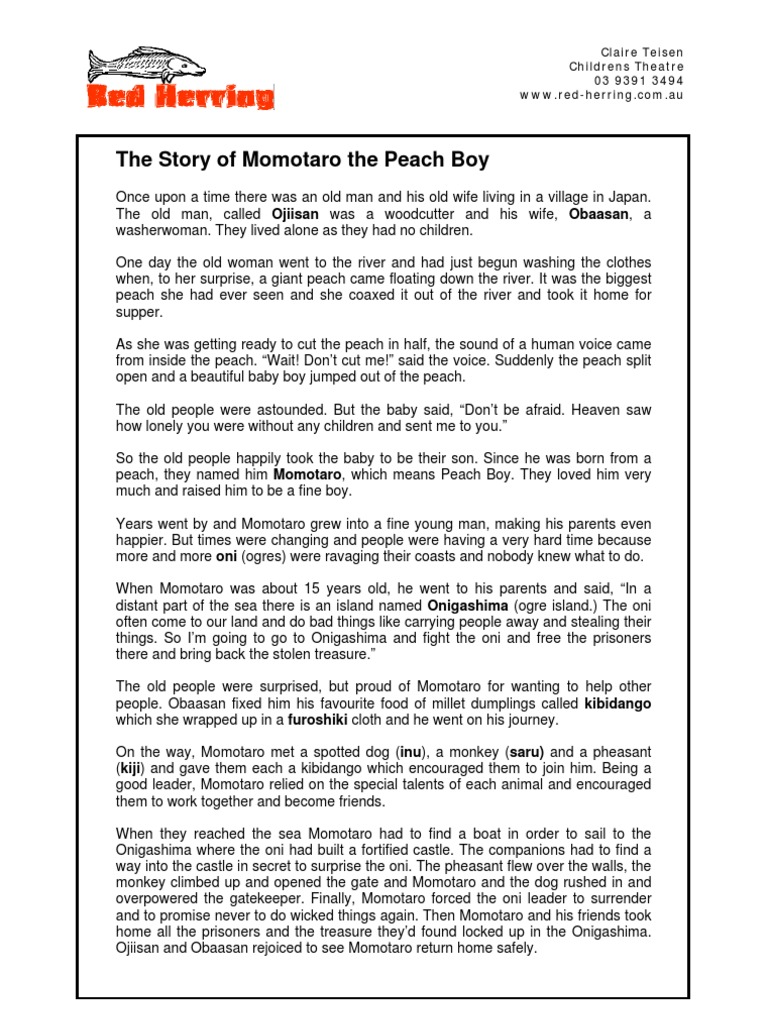The Story of Momotaro The Peach Boy | PDF | Travel | Poetry