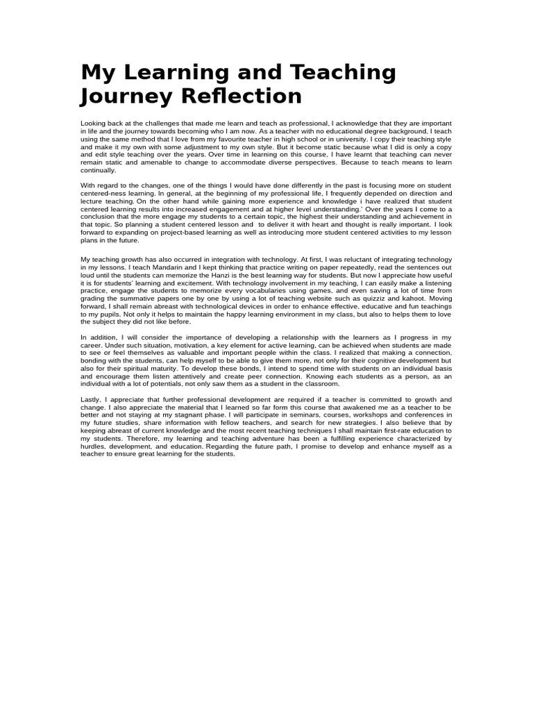 My Learning and Teaching Journey Reflection | PDF | Learning | Teachers