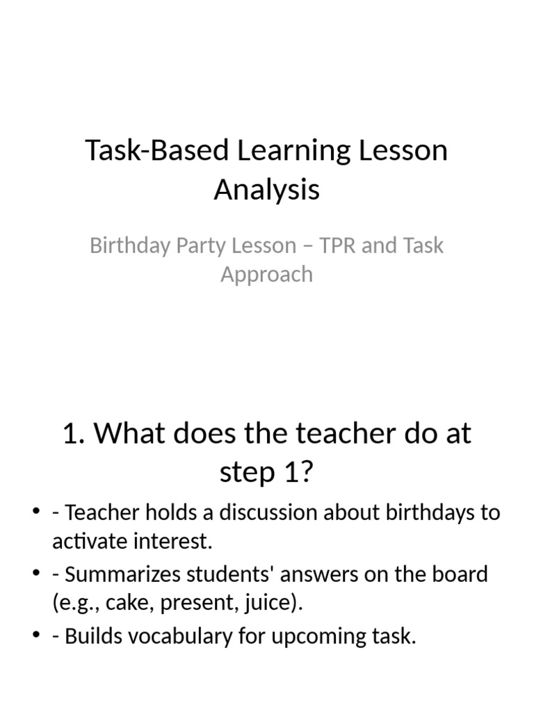 Task-Based Learning: Birthday Party Lesson | PDF