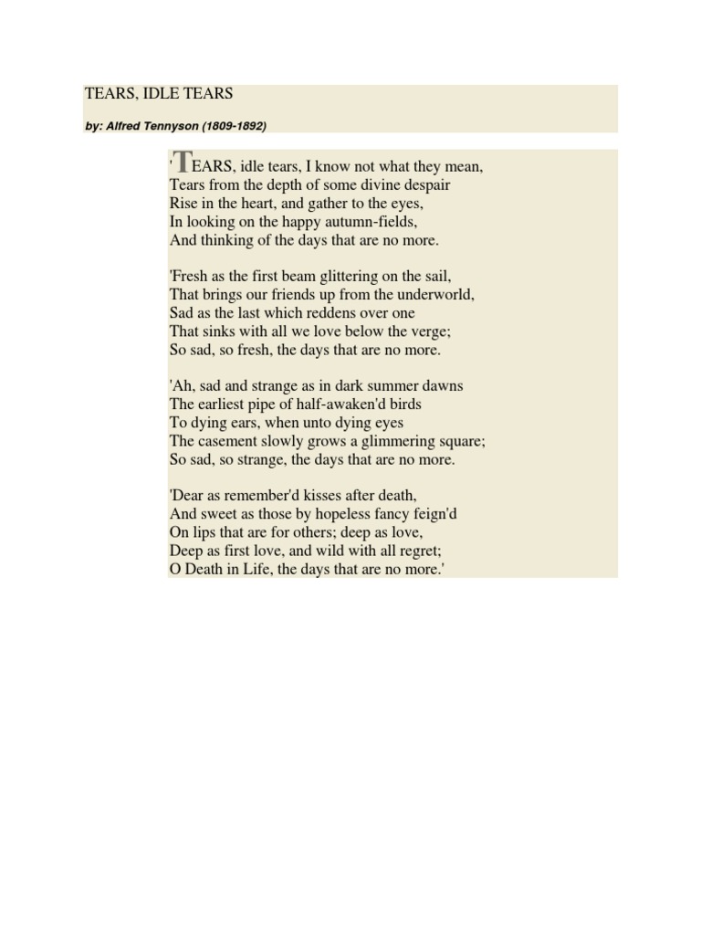 Tears | PDF | Poetry