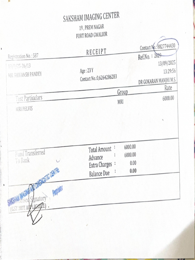 Mri Receipt | PDF