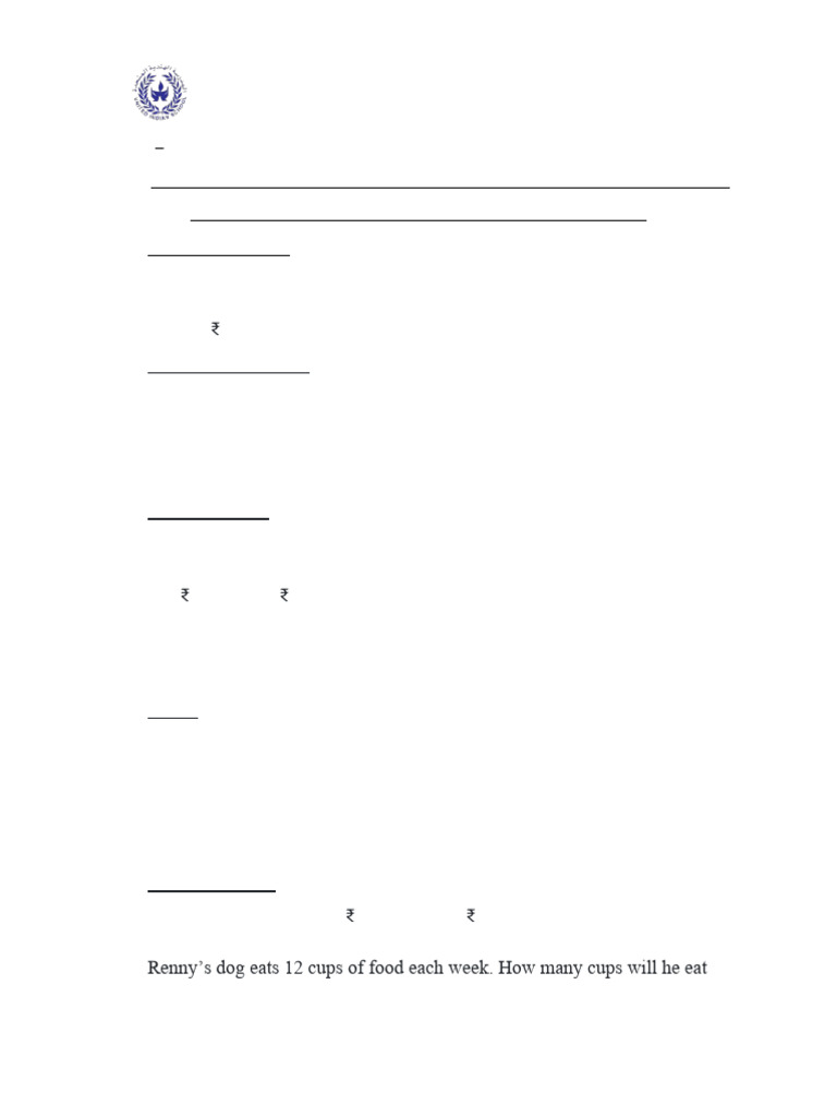UIS W Class3 - Maths FSA 2025-Revision Worsheet 1 | PDF