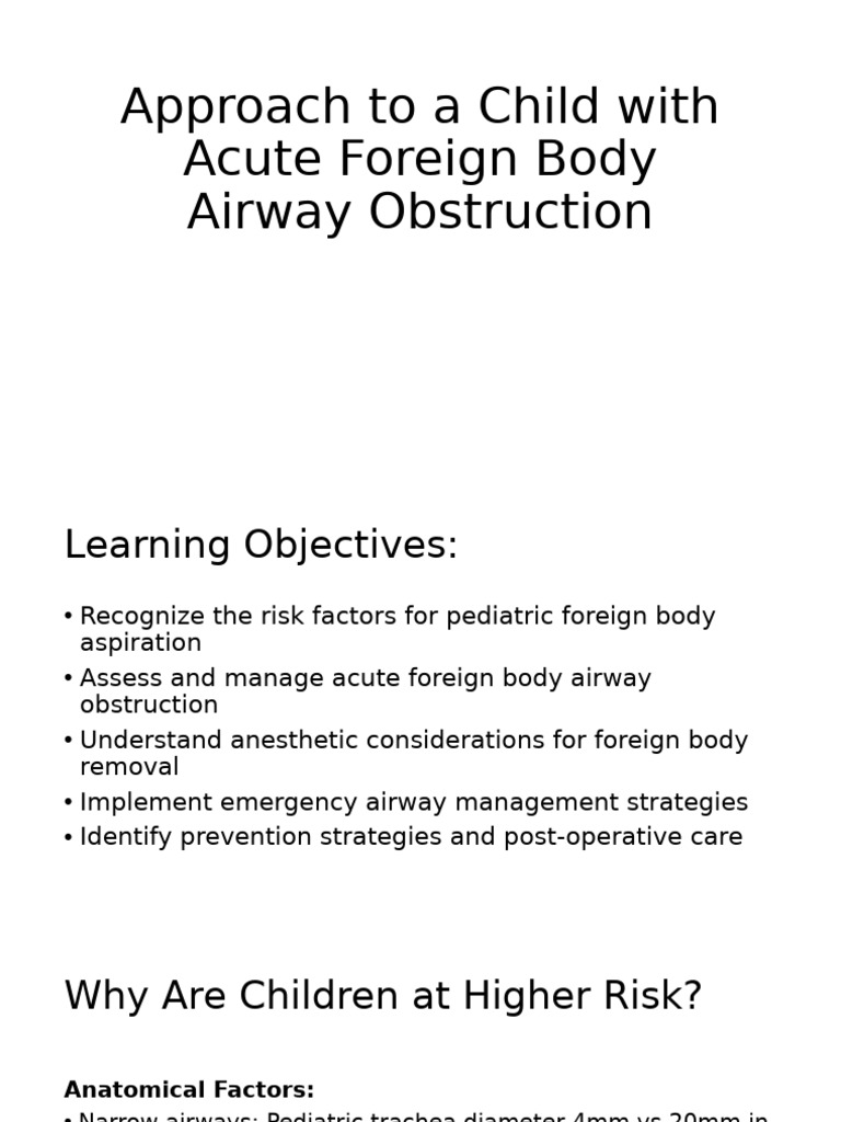 Approach To A Child With Acute Foreign Body | PDF | Respiratory Tract ...