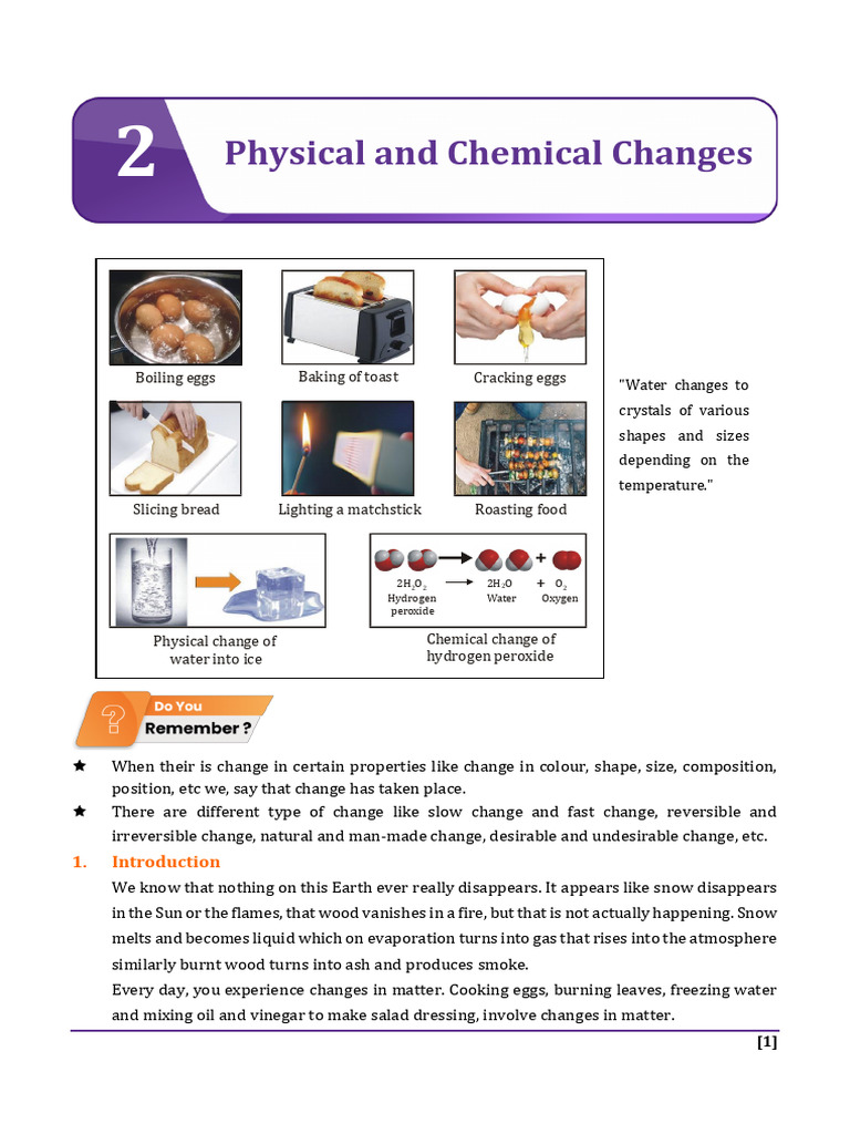 Physical and Chemical Changes: Boiling Eggs Baking of Toast Cracking ...