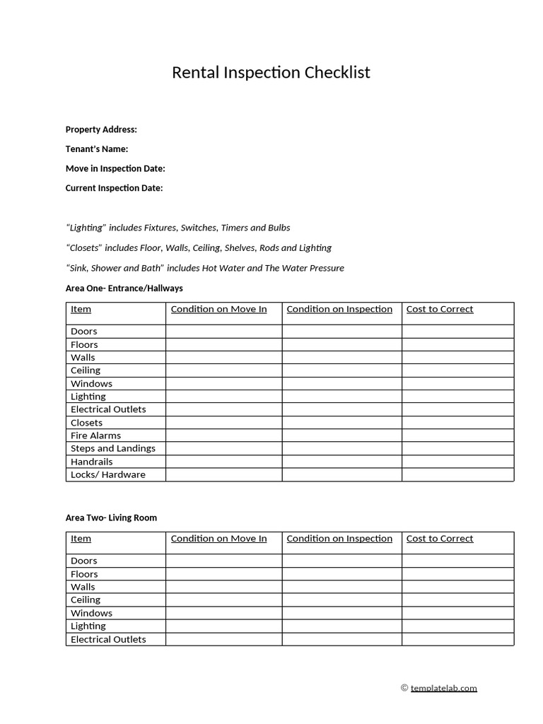 Rental Inspection Checklist | PDF | Bathroom | Home