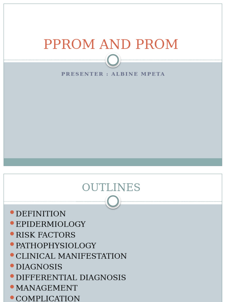 PPROM and PROM With Take Home Message | PDF | Childbirth | Medical ...