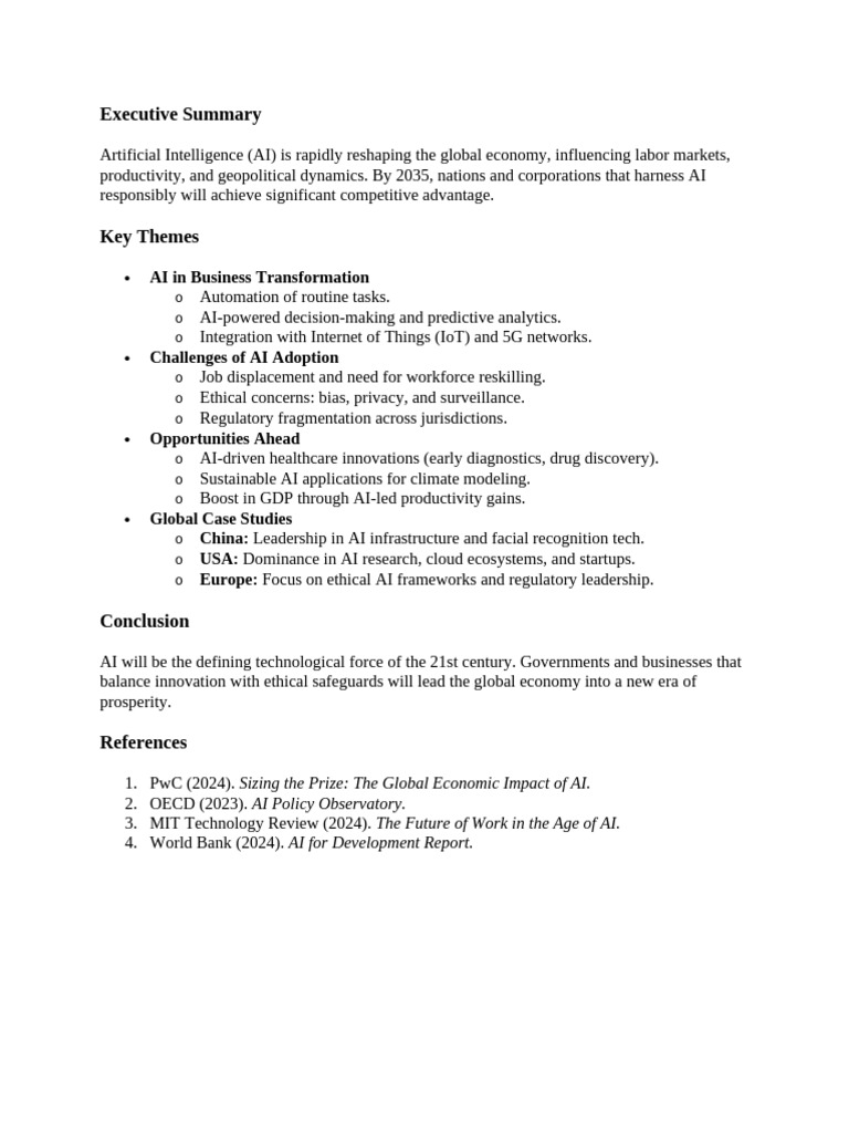 AI's Impact on Global Economy 2023 | PDF