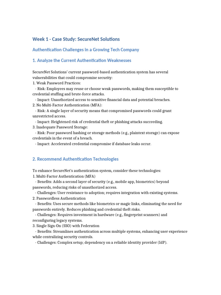 SecureNet Case Study | PDF | Password | Security