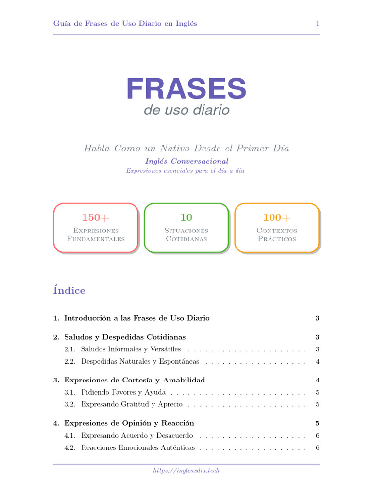 Guía de Frases de Uso Diario Inglesxdia | PDF | Lingüística