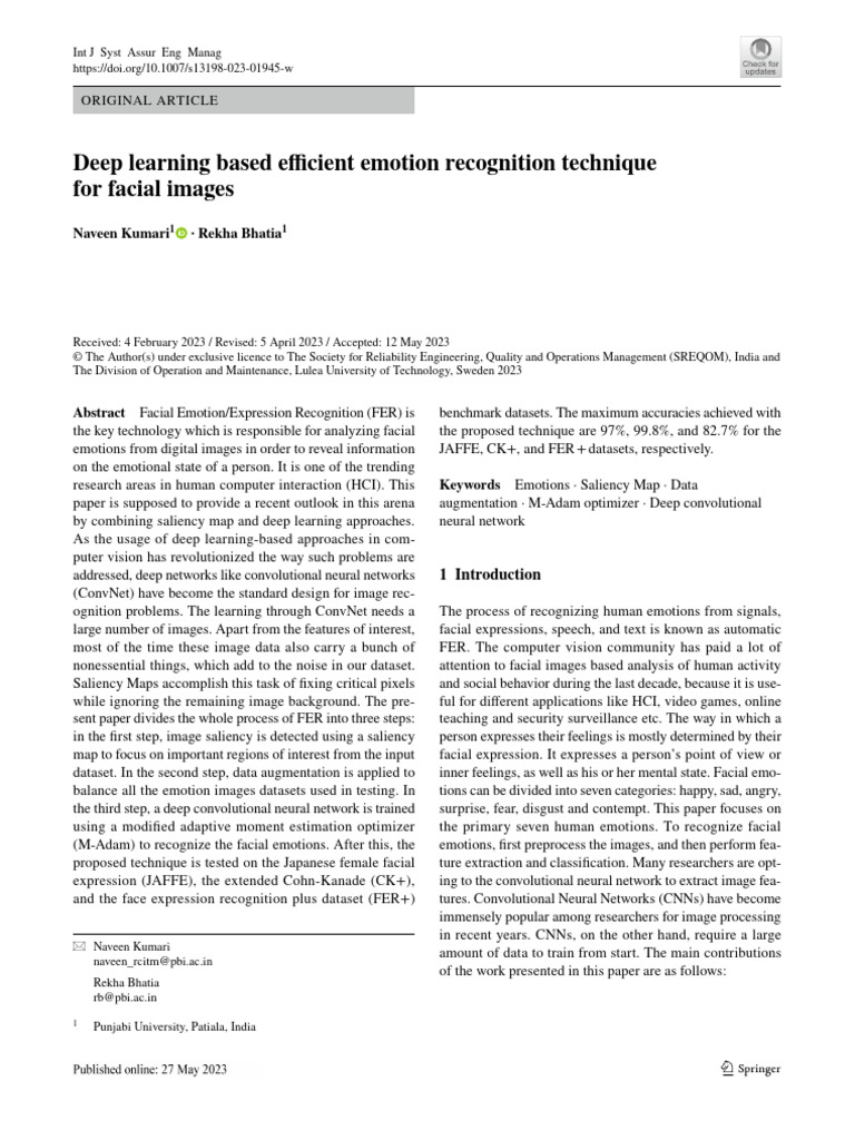 Deep Learning for Facial Emotion Recognition | PDF | Deep Learning ...