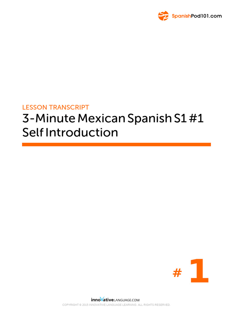 Spanish Self-Introduction Basics | PDF