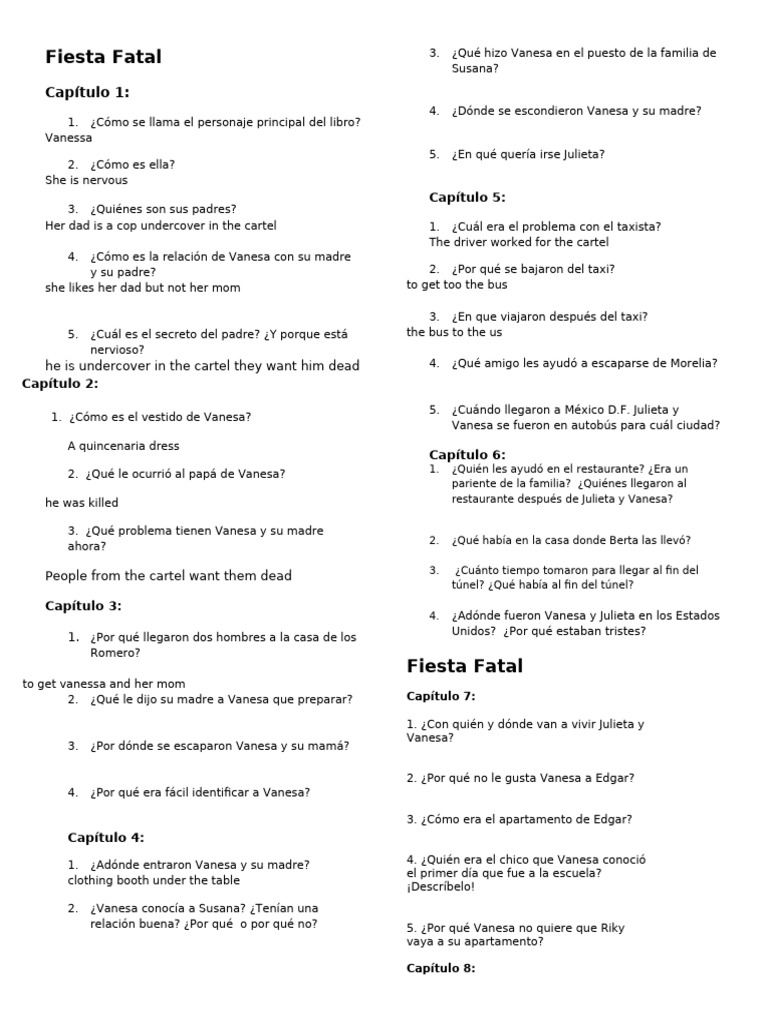Fiesta Fatal Chapters All | PDF