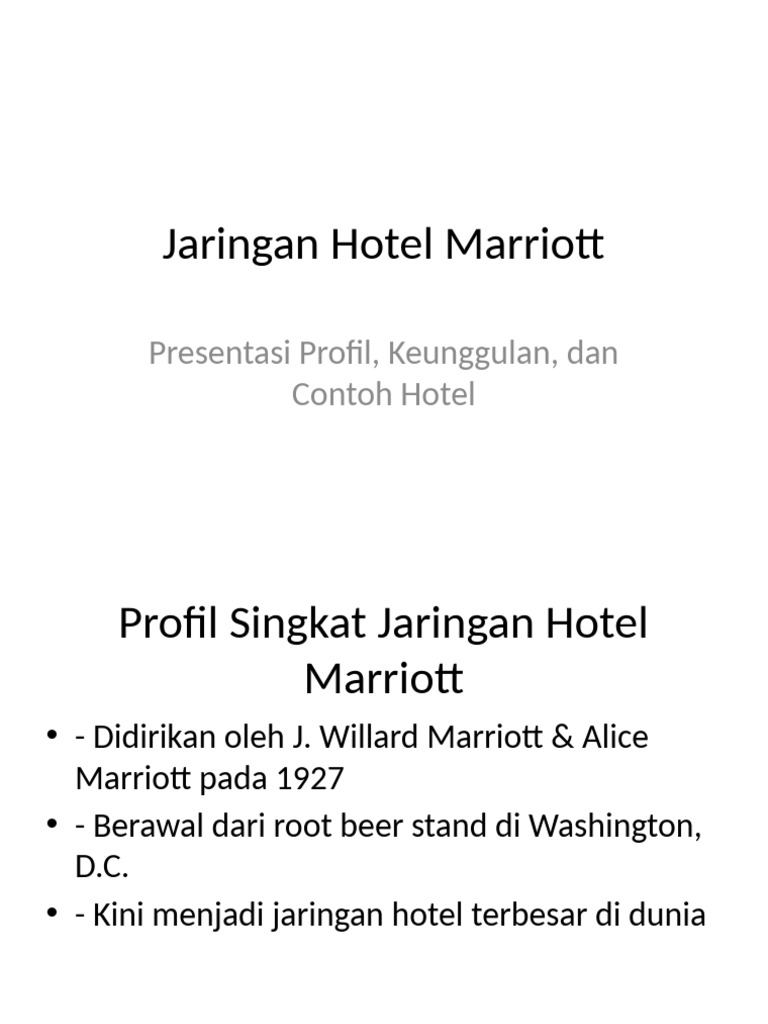 Profil Jaringan Hotel Marriott Global | PDF