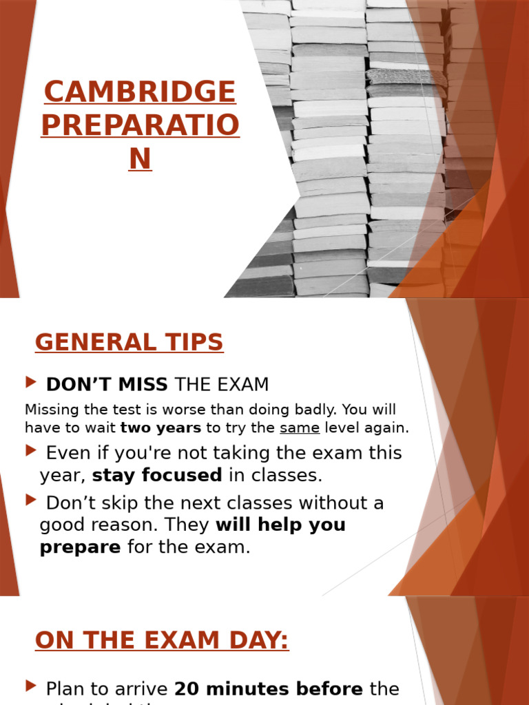 Cambridge Preparation - General Instructions | PDF