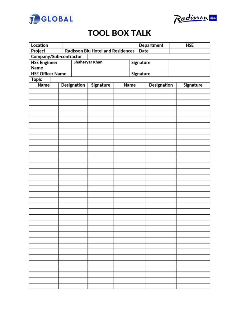 Tool Box Talk | PDF