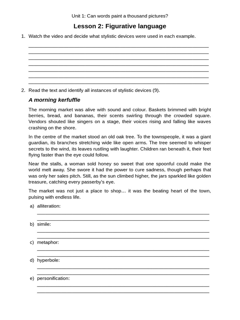 Exploring Figurative Language in Writing | PDF