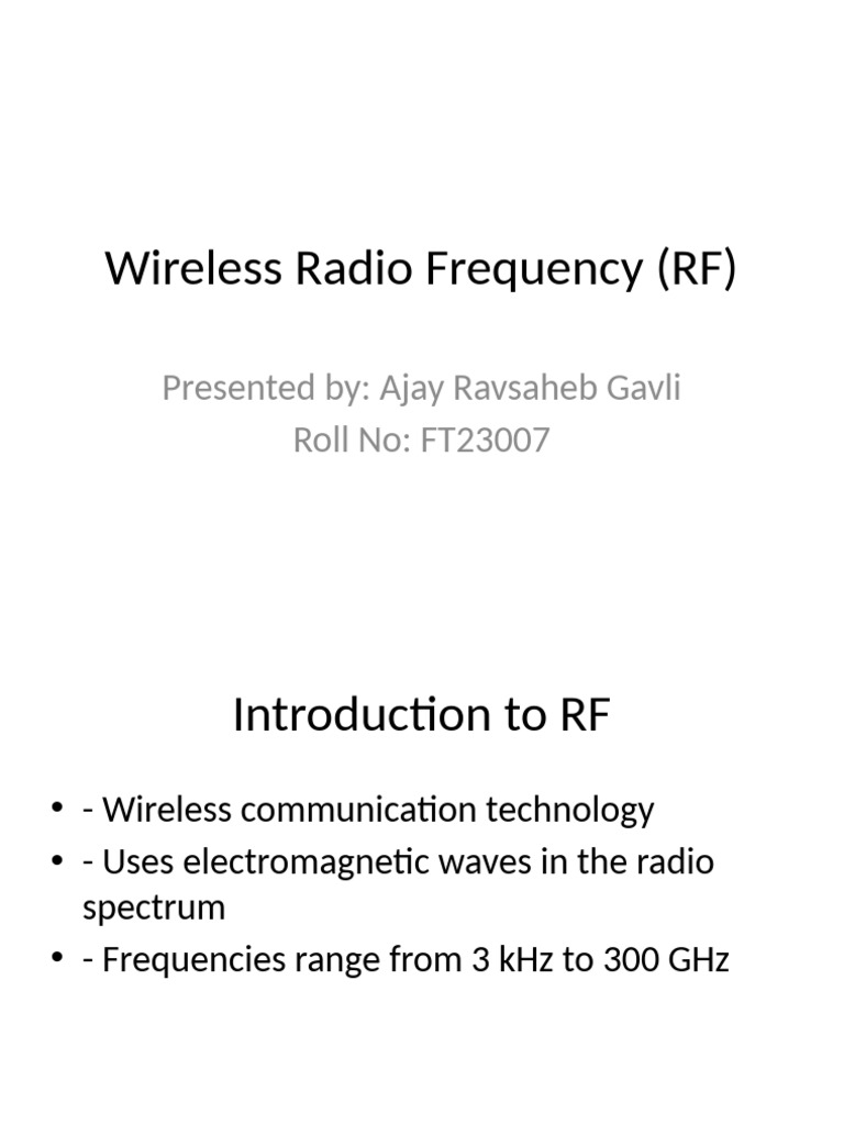 Wireless RF Ajay Gavali FT23007 | PDF