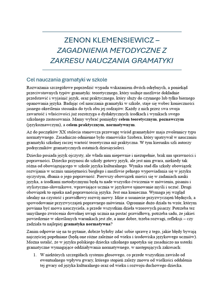 Zenon Klemensiewicz Meow | PDF