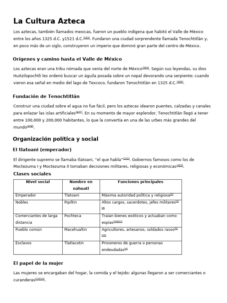 Cultura Azteca: Historia y Legado | PDF