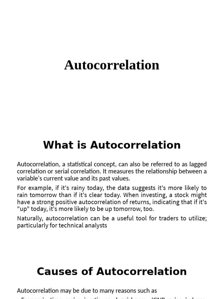 Autocorrelation And Nonstationary Time Series Data Pdf