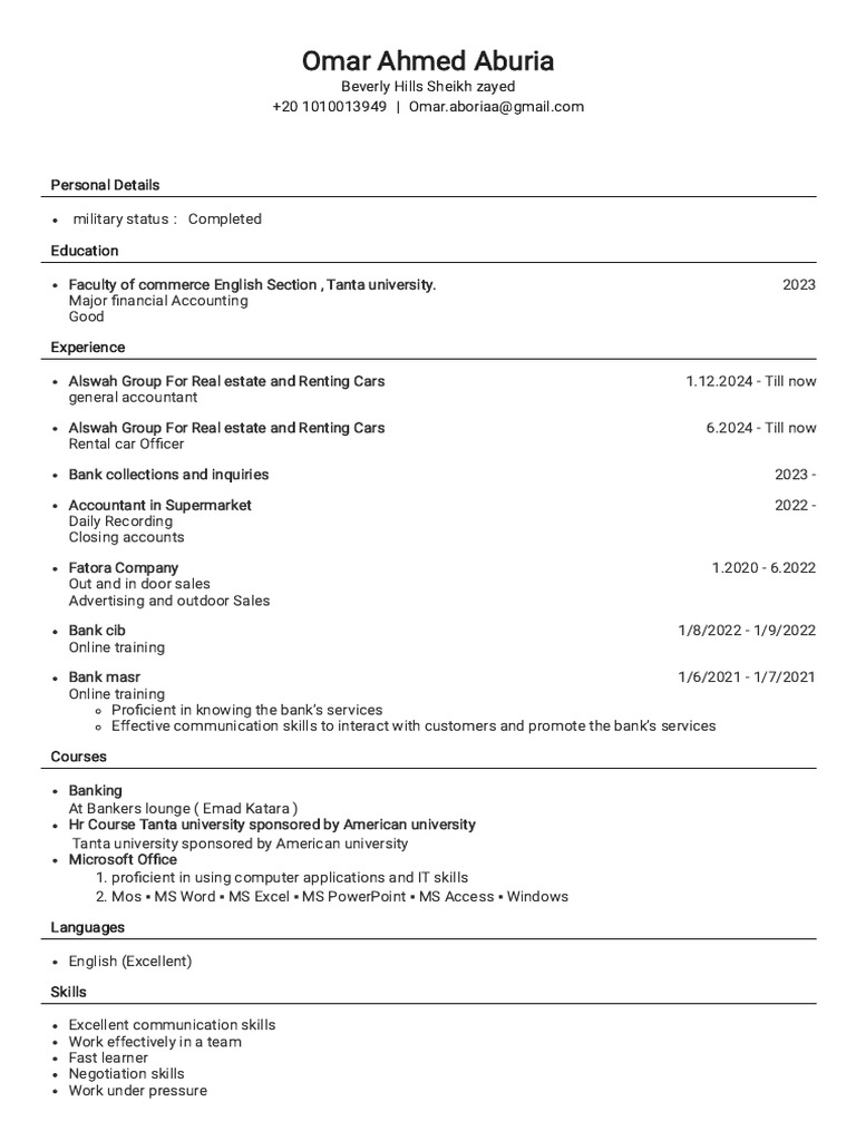 CV Omar Ahmed PDF | PDF