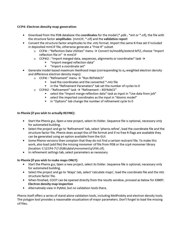 CCP4 PHENIX Validation of PDB Entries Guidelines | PDF | Protein Data ...