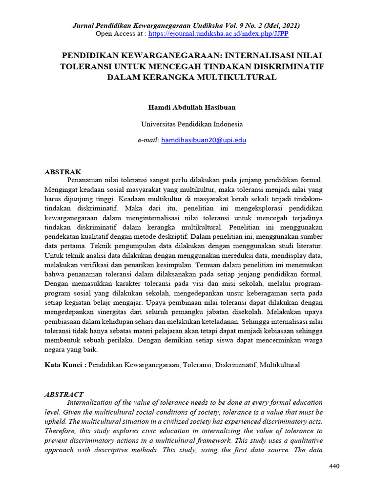 Toleransi dalam Pendidikan Multikultural | PDF