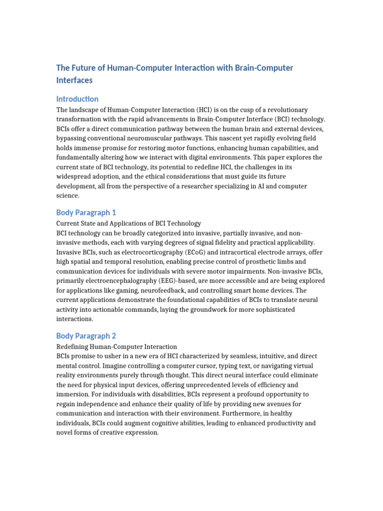 Bci Future Hci | PDF | Human–Computer Interaction | Cognitive Science