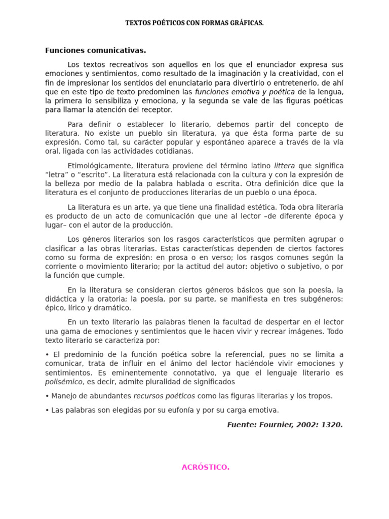 Textos Poéticos con Formas Gráficas | PDF | Poesía | Escritura