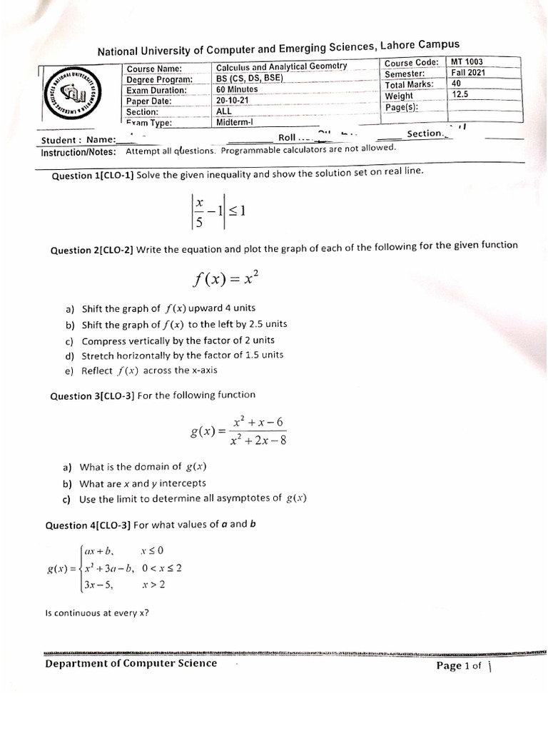 Calc 1 | PDF