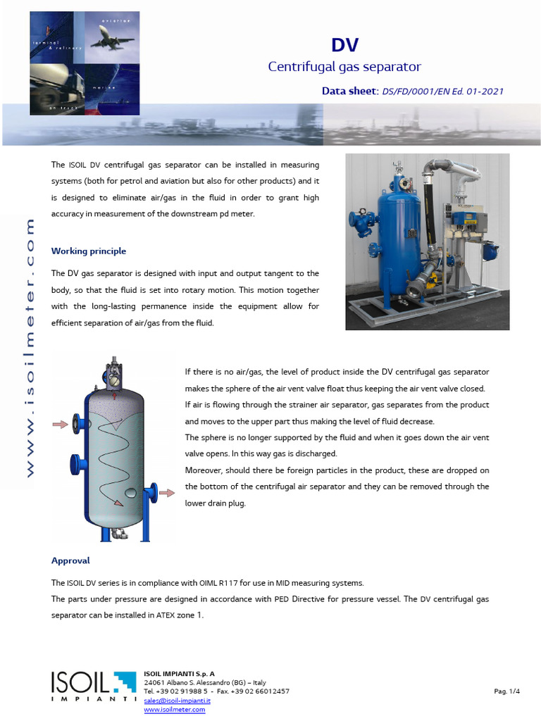 DV Centrifugal Gas Separator Overview | PDF | Gases | Valve