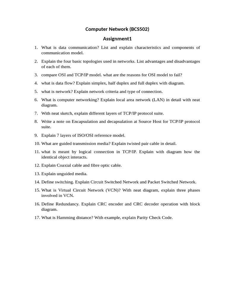 Computer Network Assignment 1 | PDF