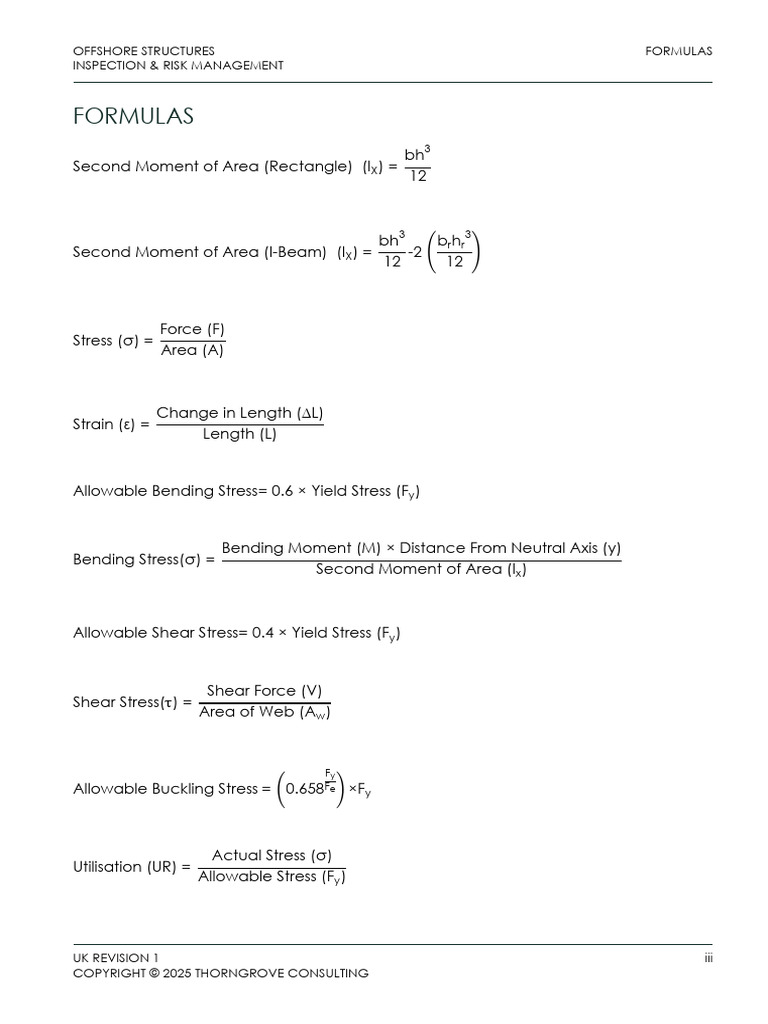 Offshore Structures Risk Management Formulas | PDF