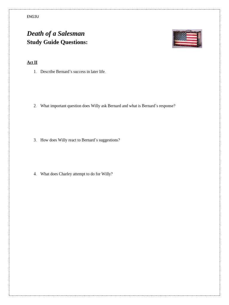 Death of a Salesman Act II Study Guide | PDF