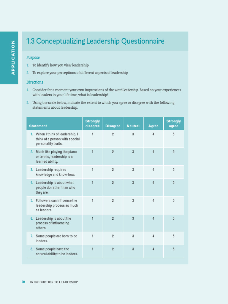 Leadership Perception Questionnaire | PDF | Leadership | Cognition