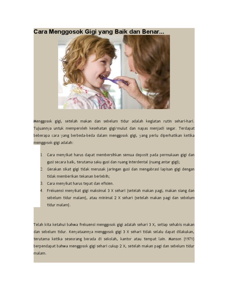 Cara Menggosok Gigi Yang Baik Dan Benar | PDF