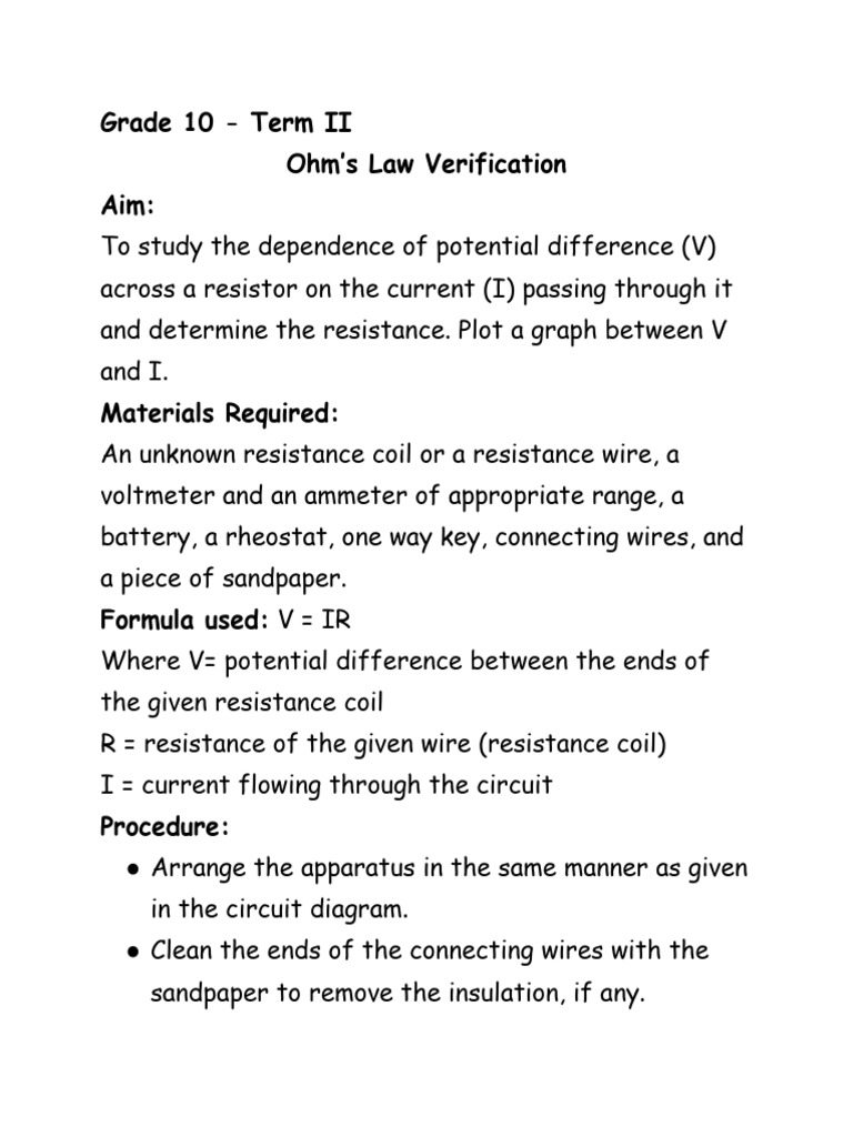 Ohm's Law Verification Experiment | PDF | Voltage | Inductor