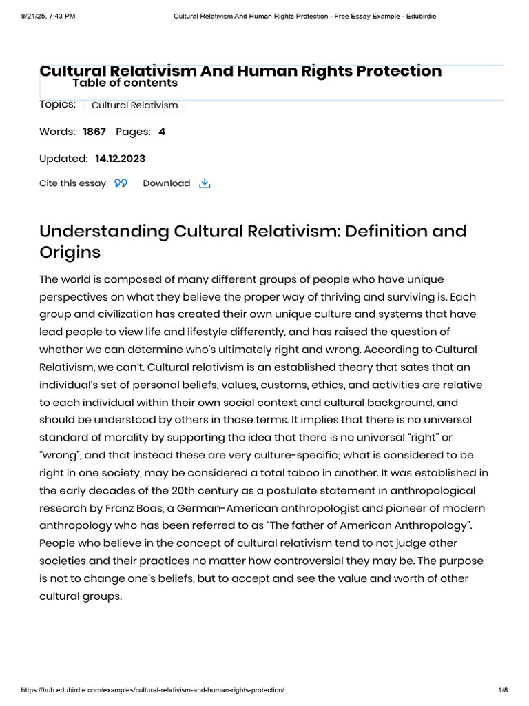 Cultural Relativism and Human Rights Protection - Free Essay Example ...